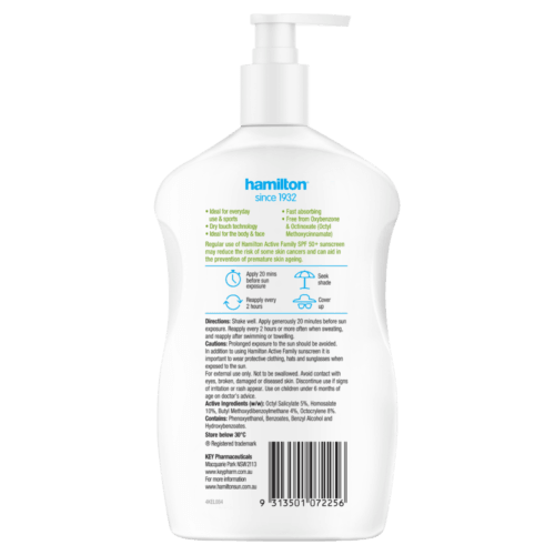 Hamilton Active Family SPF 50+ Sunscreen 500mL – Cosmetics Squad