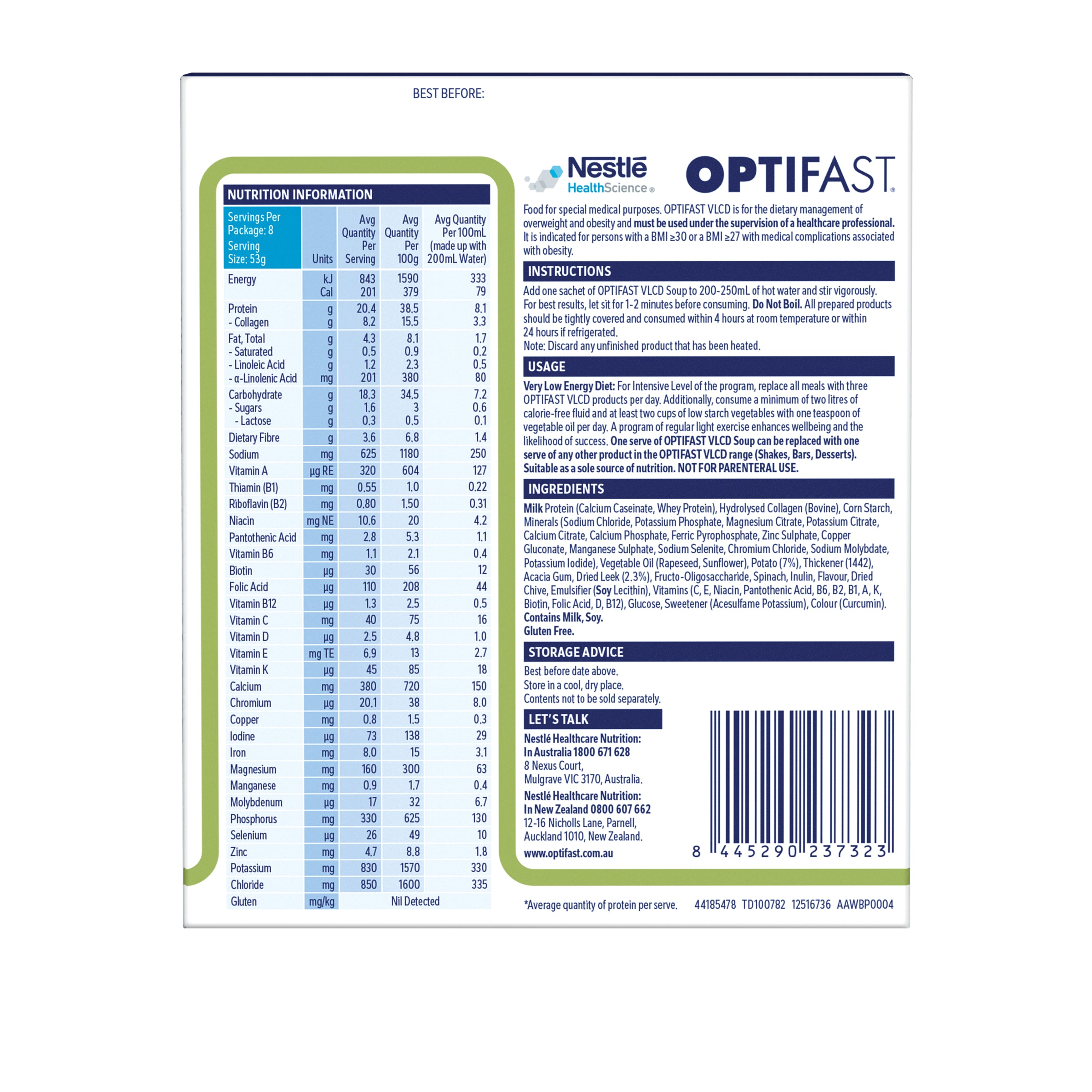 Optifast VLCD Soup Potato Leek 8 x 53g