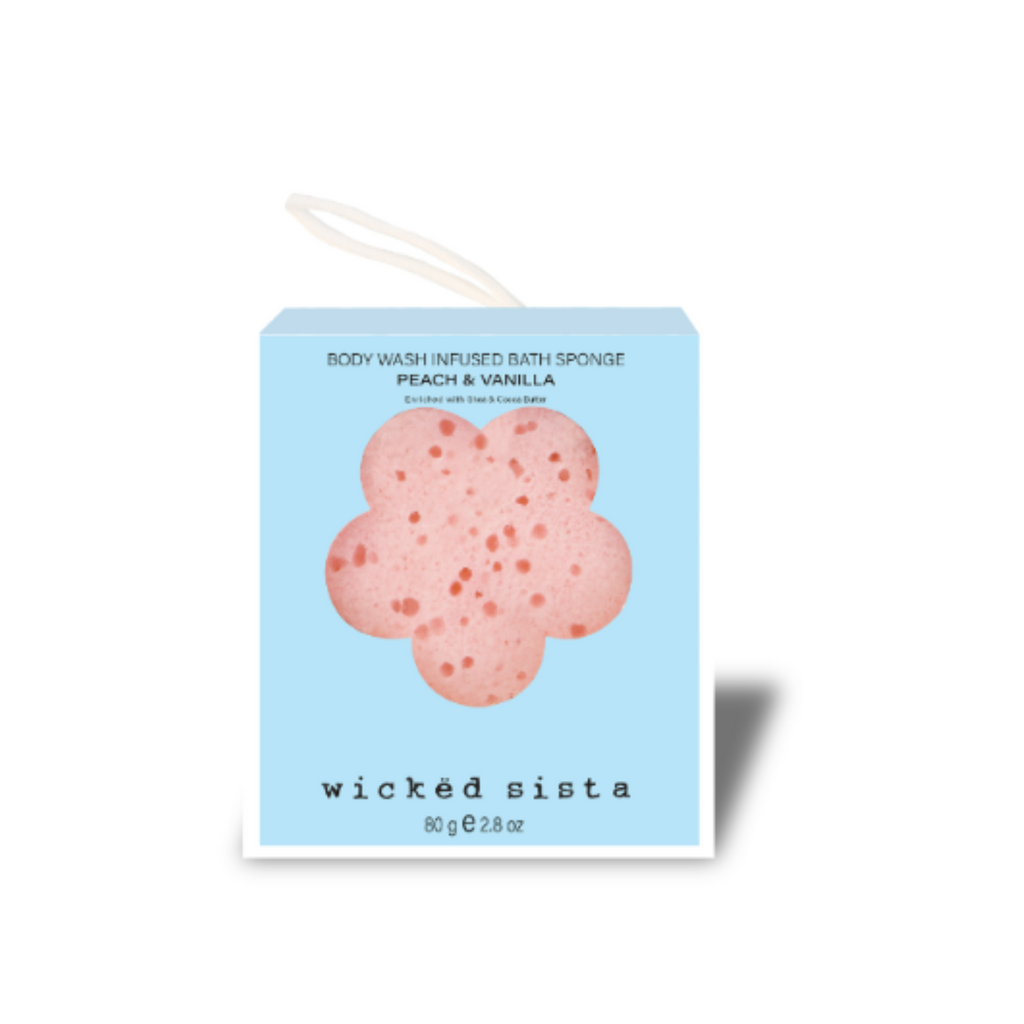 Wicked Sista Body Wash Infused Sponge Peach & Vanilla – Cosmetics Squad