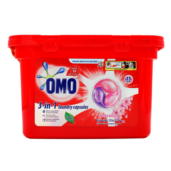 Omo 3-In-1 Laundry Capsules 15 Caps – Cosmetics Squad